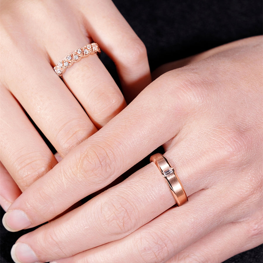 His and Hers Wedding Eternity Diamond Ring Set | HX Jewelry