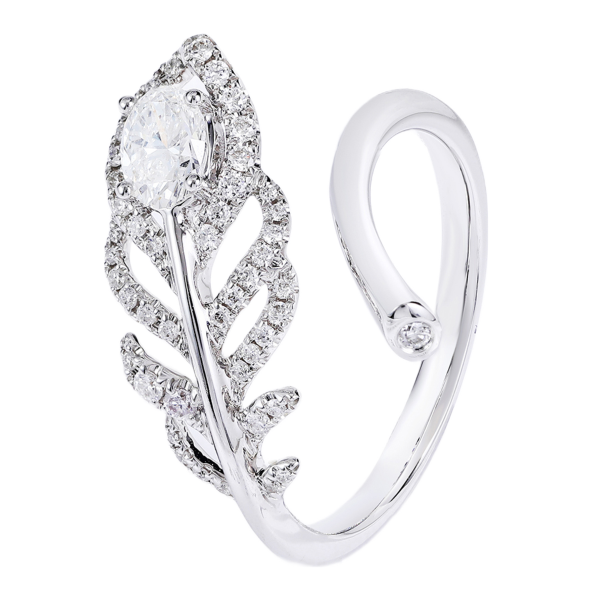 Oval Cut Diamond Feather Wrap Ring | HX Jewelry
