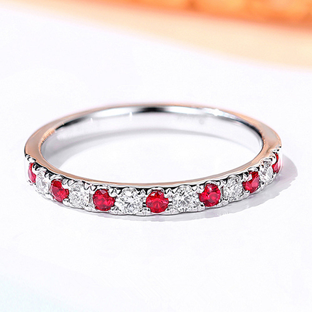 Pave Ruby and Diamond Stackable Ring | HX Jewelry