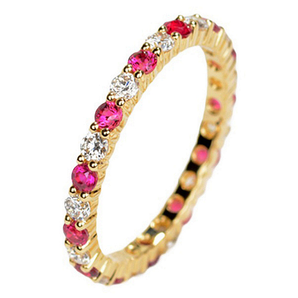 Pave Ruby and Diamond Full Eternity Ring | HX Jewelry