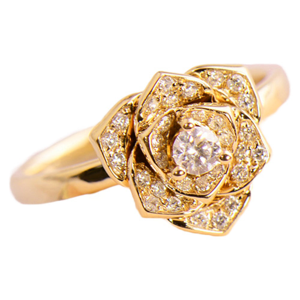 Pave Diamond Rose Flower Ring | HX Jewelry