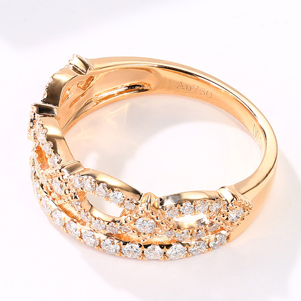 Two Layer Diamond Pave Crown Shape Ring | HX Jewelry