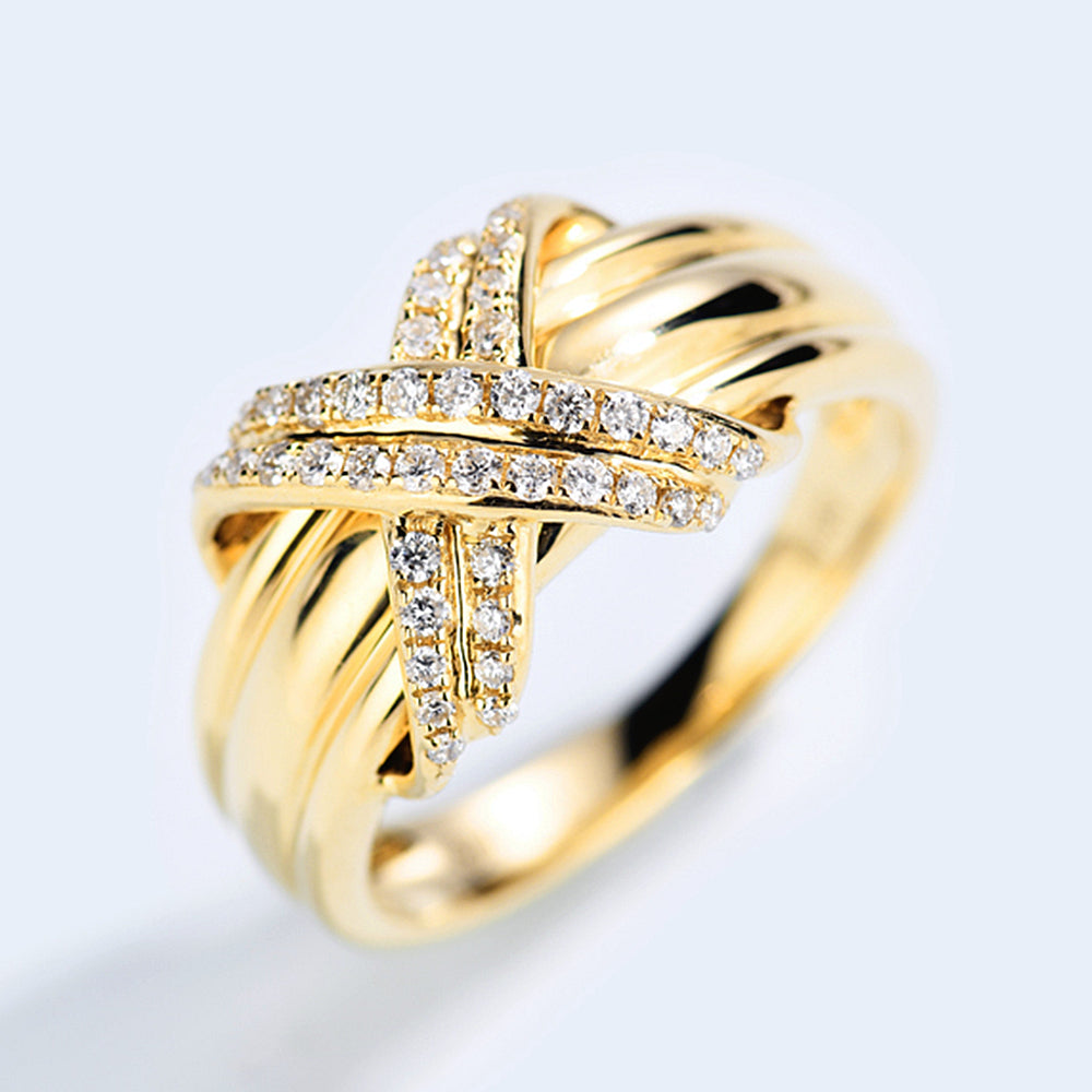 Diamond Criss Cross X Pattern Ring | HX Jewelry