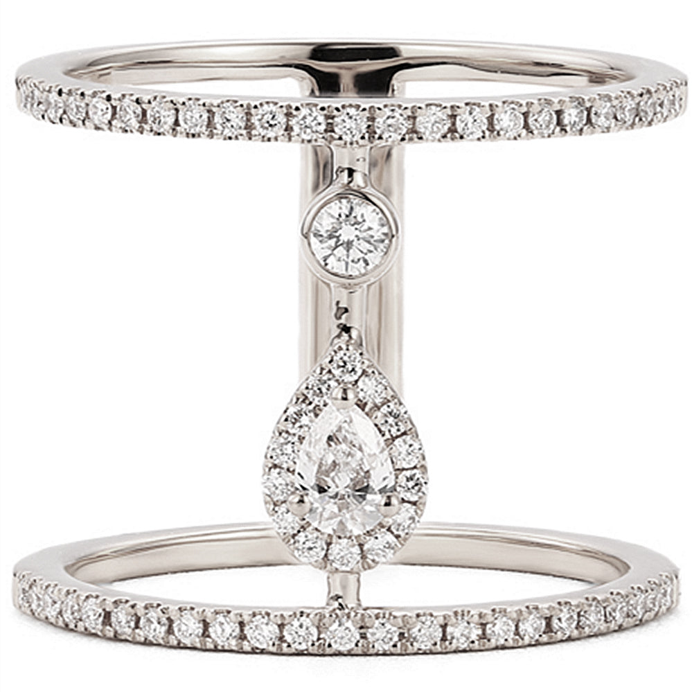 Pear Shaped Diamond Double Band Ring | HX Jewelry