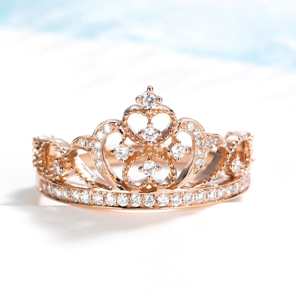 Elegant Crown Shape Diamond Ring | HX Jewelry