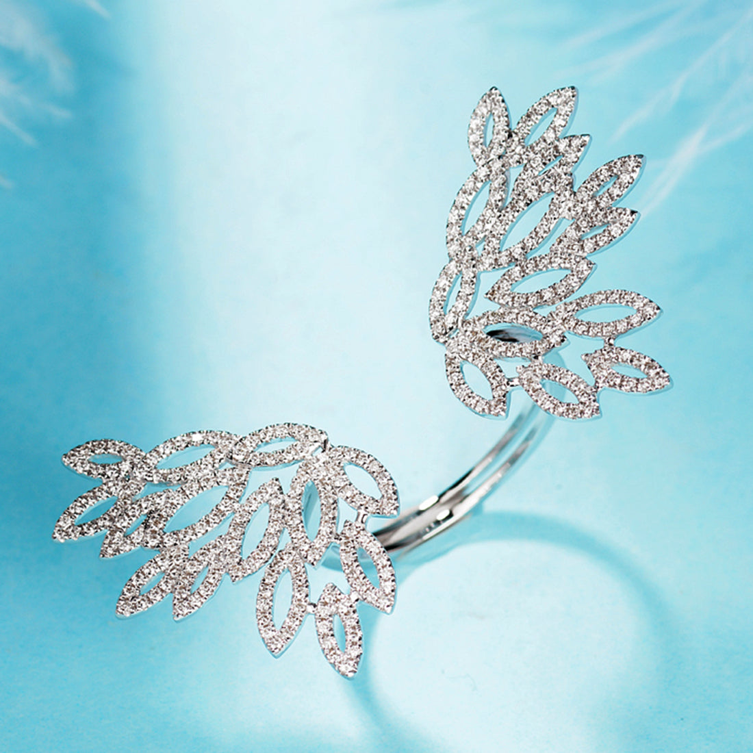 Diamond Angel Wings Open Ring | HX Jewelry