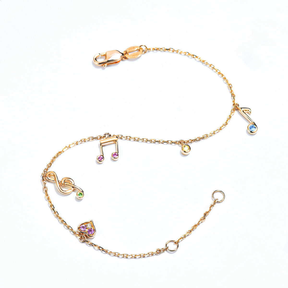 Multi Gems Musical Note Charm Bracelet | HX Jewelry