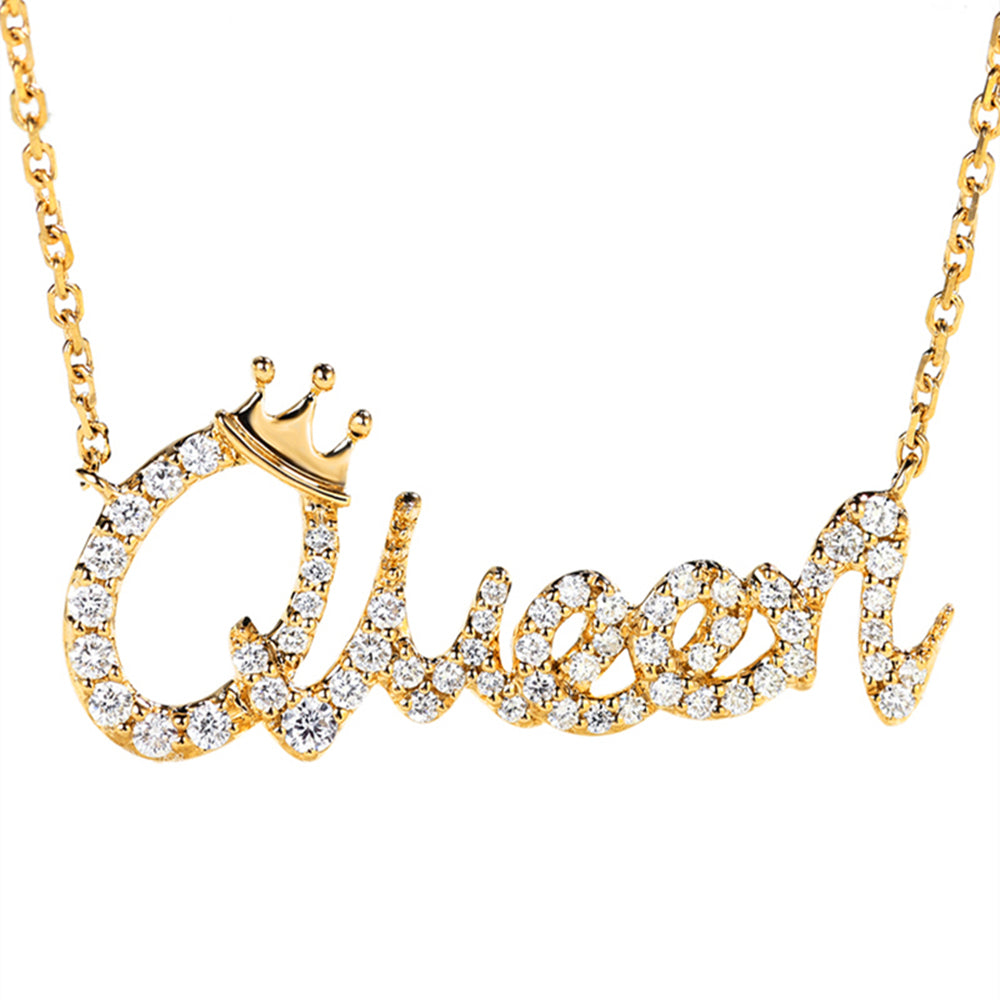 Diamond Queen with Crown Necklace | HX Jewelry