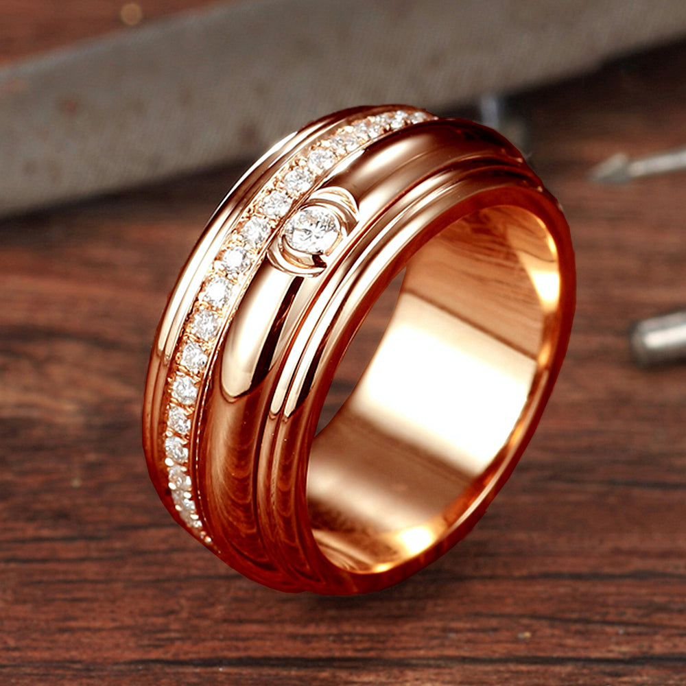 2 Layers Spinning Diamond Eternity Wedding Ring | HX Jewelry