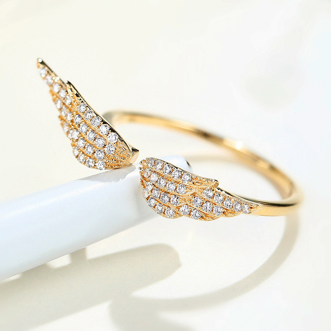 Diamond Angel Wings Open Ring | HX Jewelry