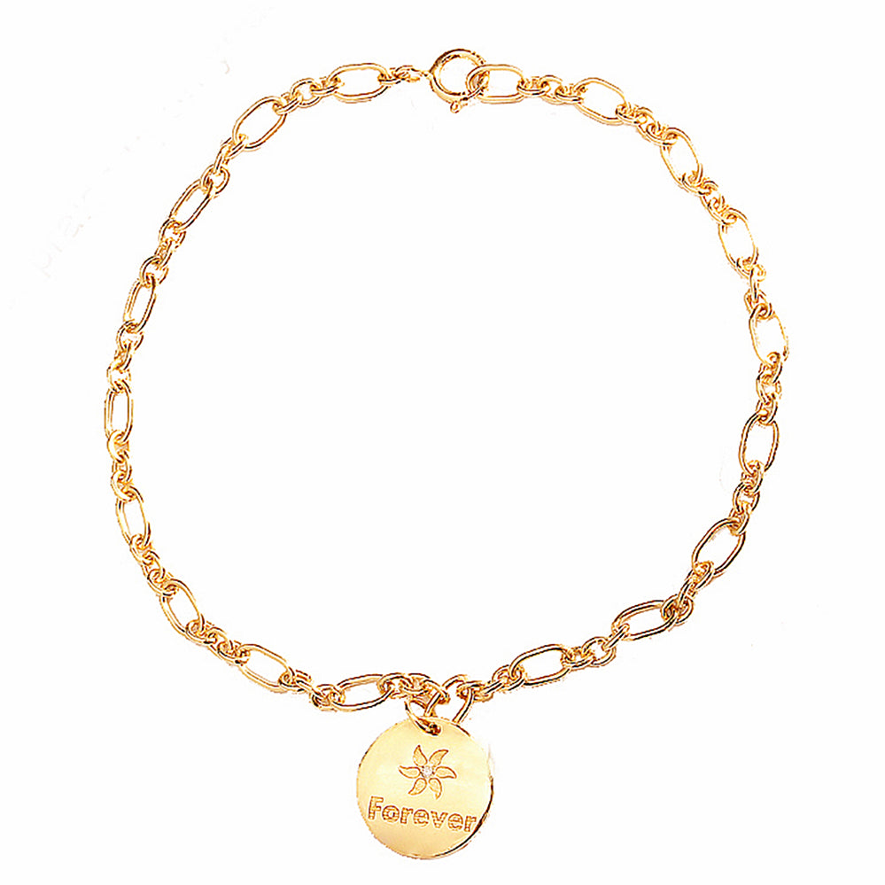 Personalized Disc Charm Chain Link Bracelet | HX Jewelry
