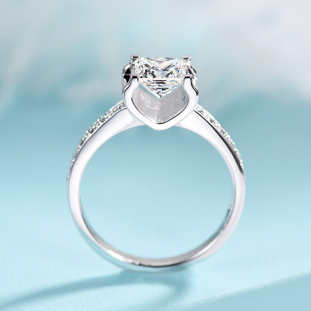 Princess Cut Lab-Grown Diamond Bull Head Engagement Ring | HX Jewelry