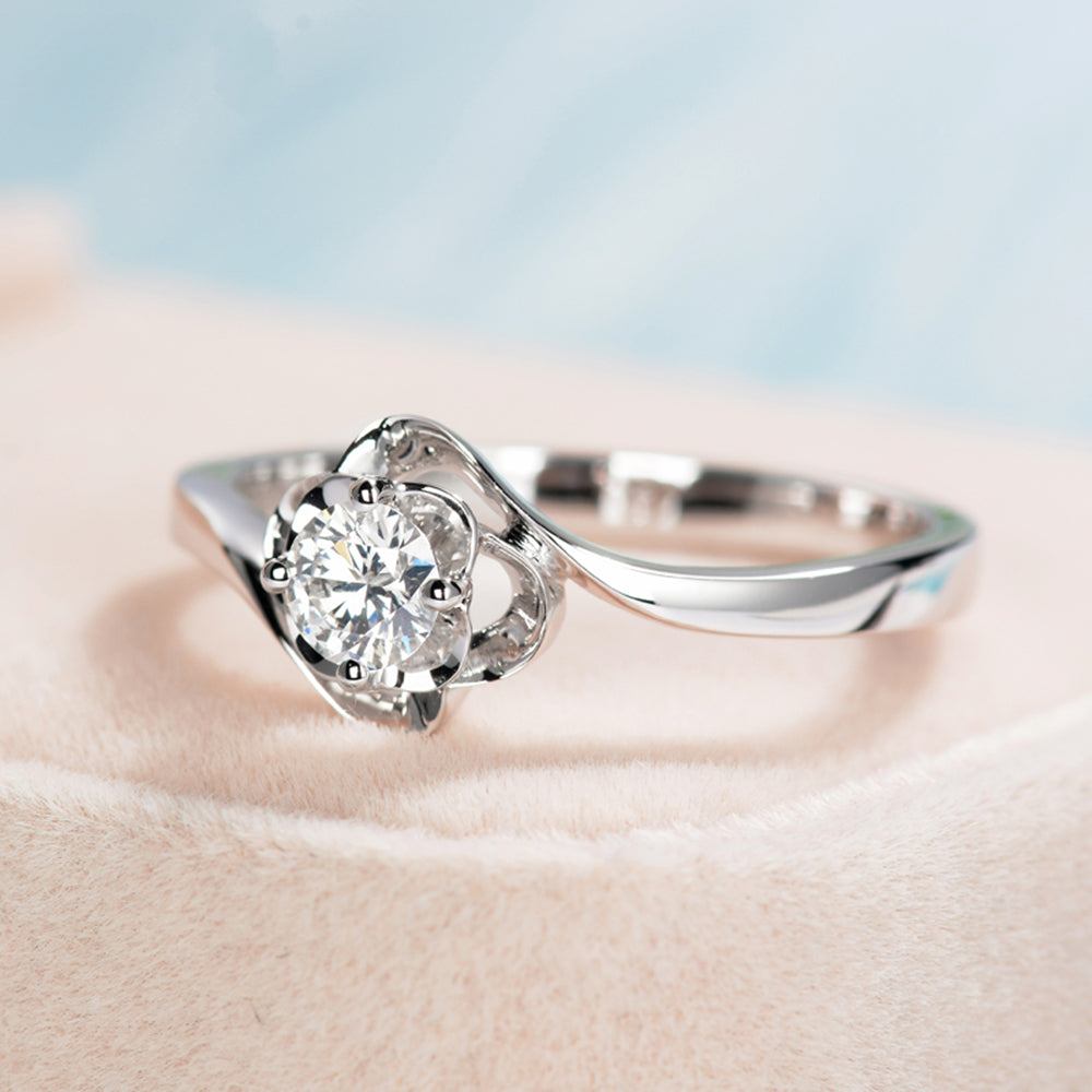 Swirl Flower Solitaire Lab-Grown Diamond Engagement Ring | HX Jewelry