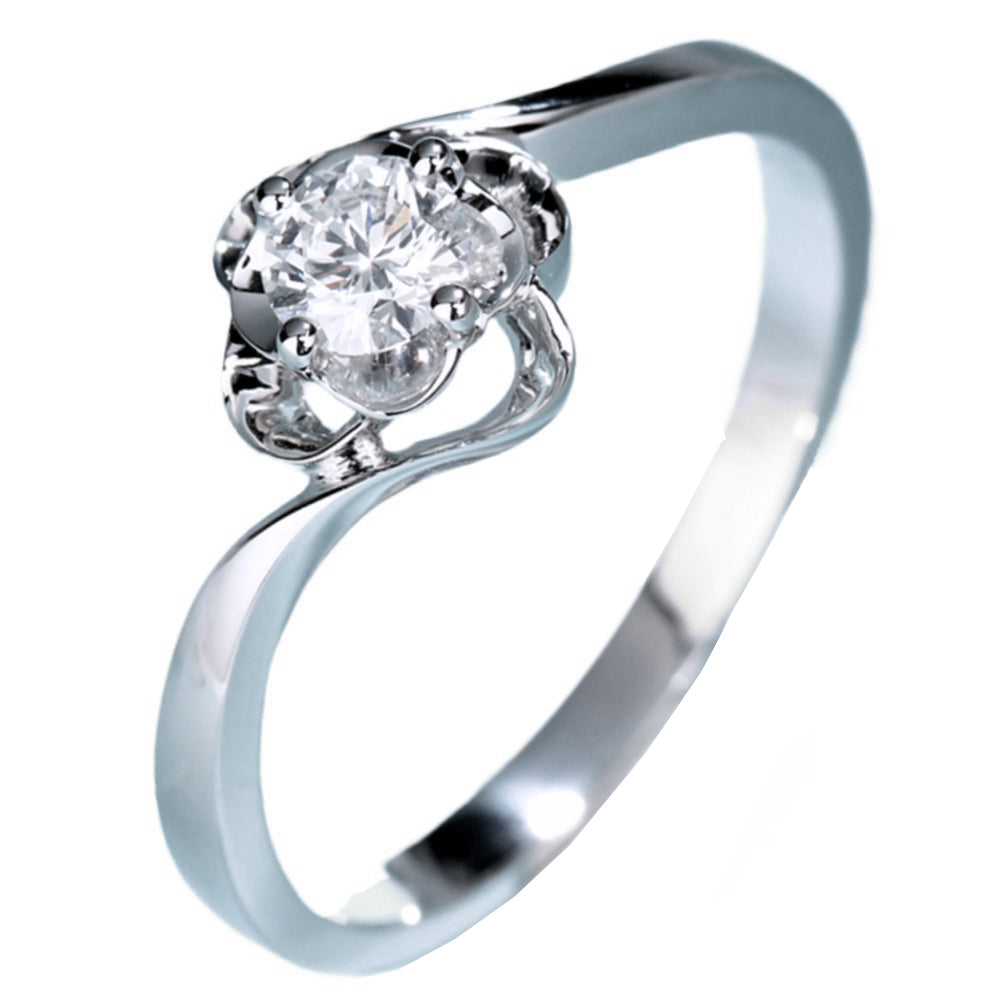 Swirl Flower Solitaire Lab-Grown Diamond Engagement Ring | HX Jewelry