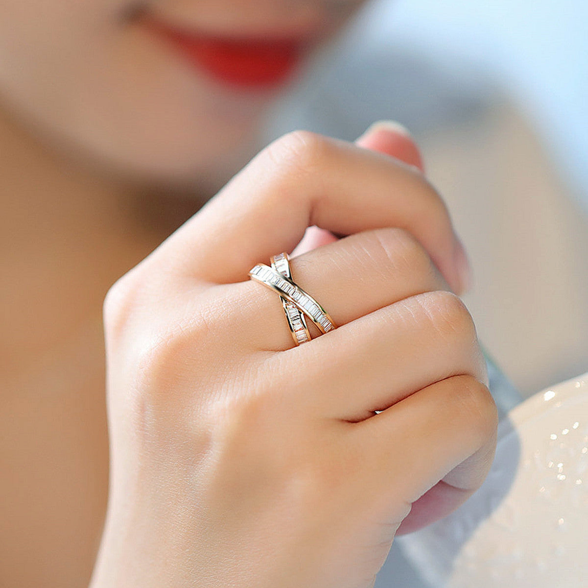 Diamond Overlapping Criss Cross X Ring | HX Jewelry